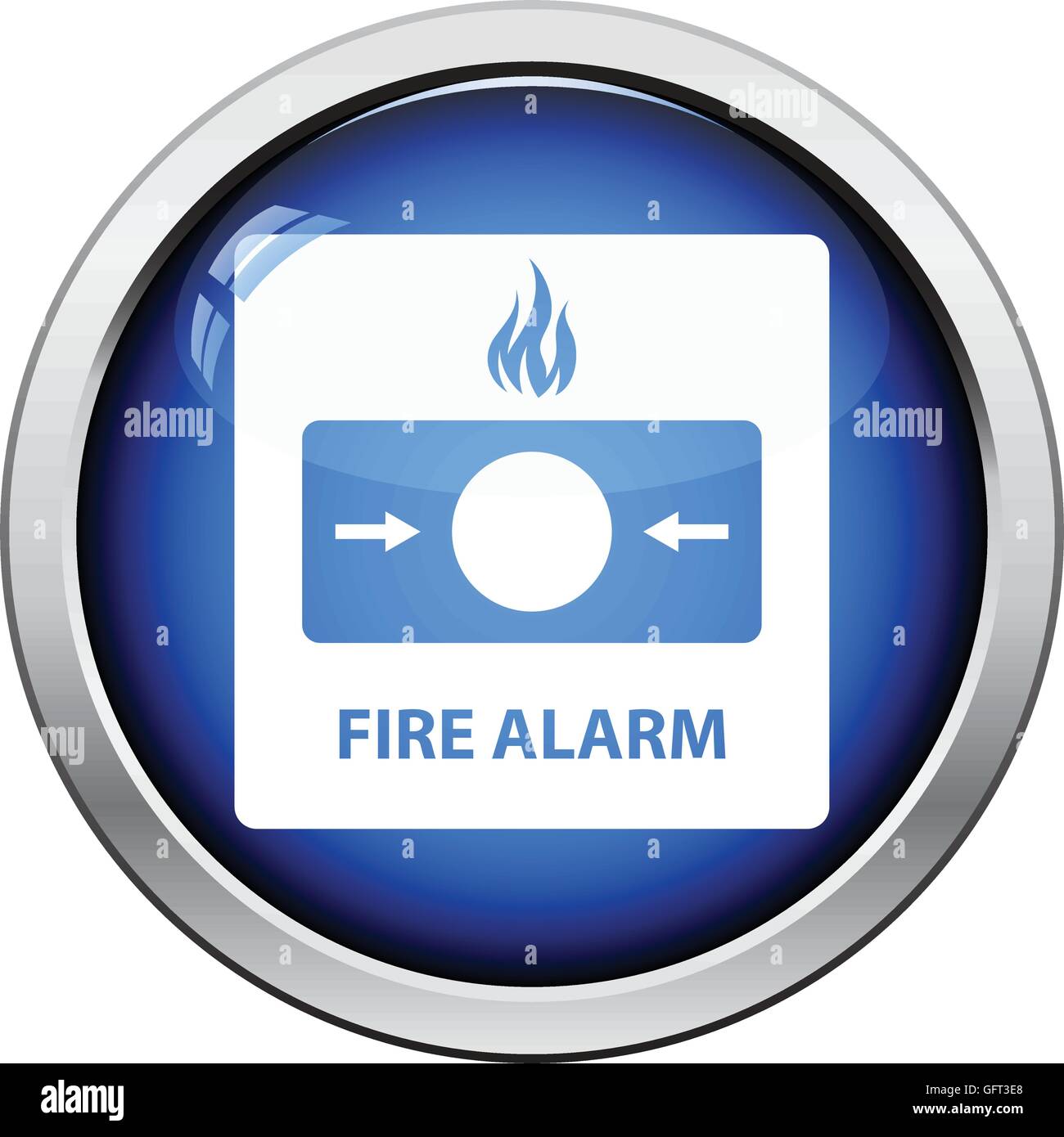 Fire alarm icon. Glossy button design. Vector illustration Stock Vector ...