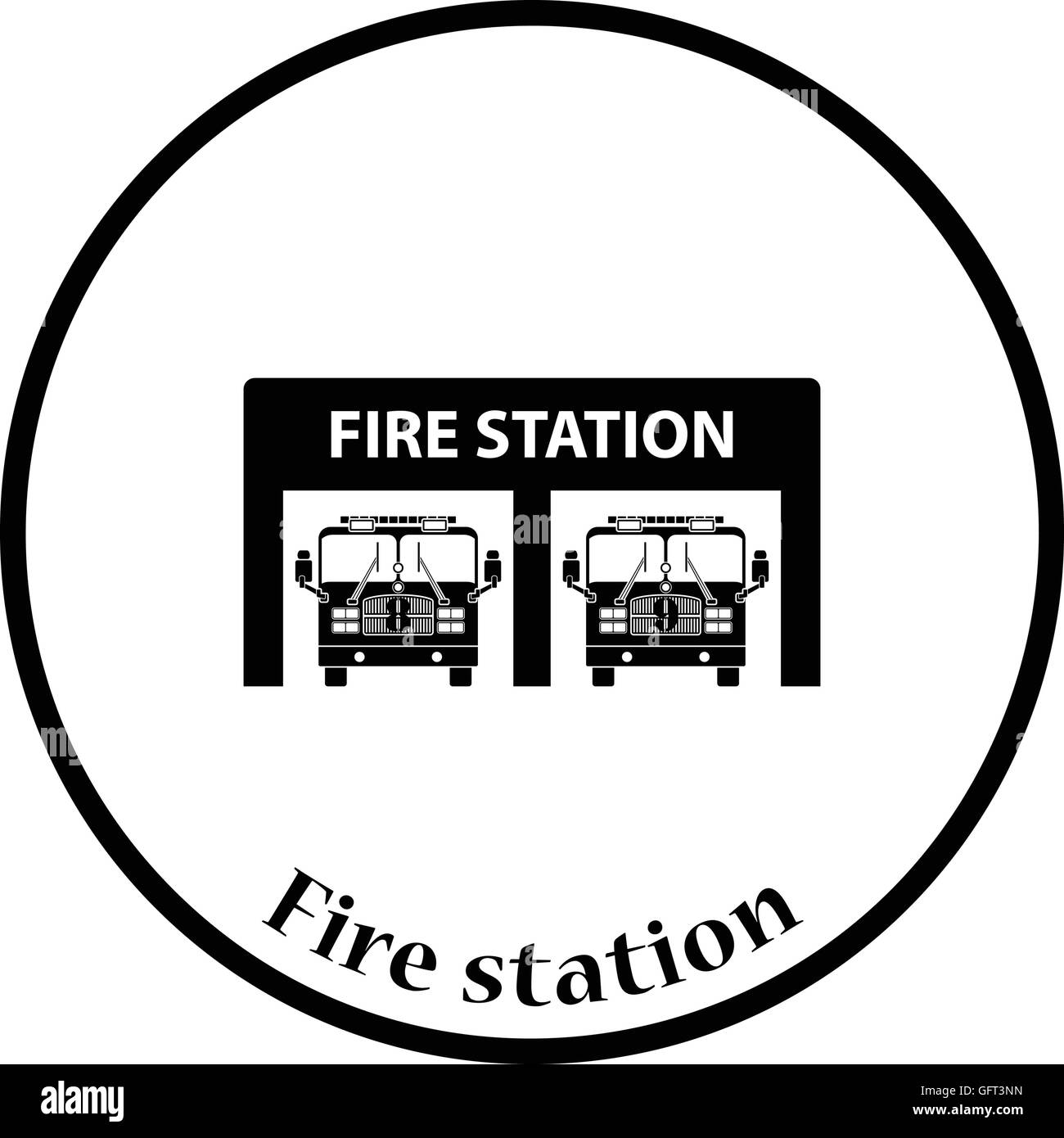 Fire station icon. Thin circle design. Vector illustration Stock Vector ...