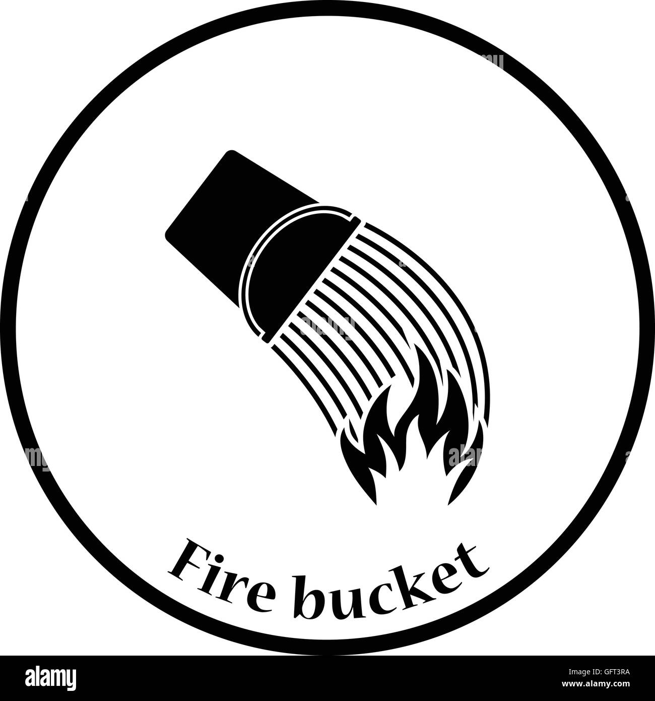 Fire bucket icon. Thin circle design. Vector illustration Stock Vector ...