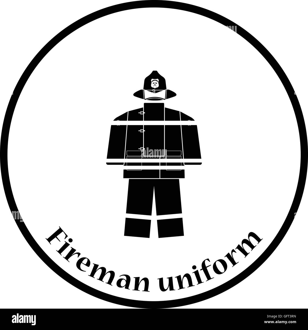 Fire service uniform icon. Thin circle design. Vector illustration ...