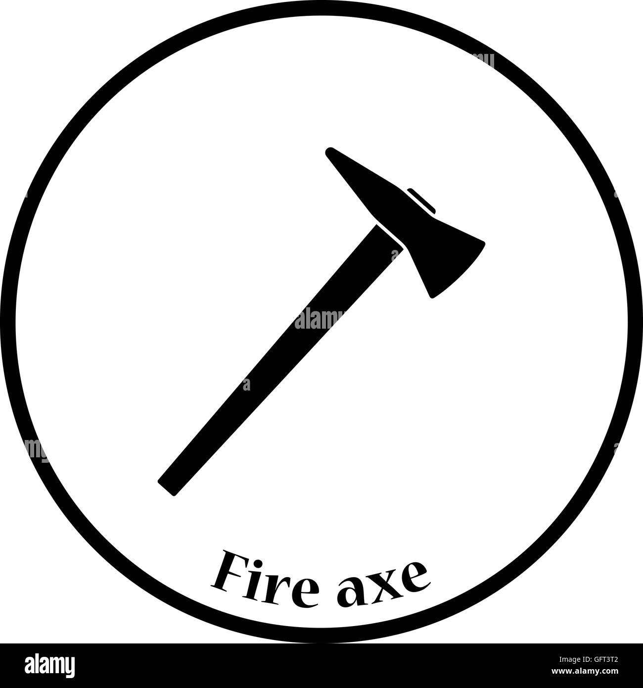 Fire axe icon. Thin circle design. Vector illustration Stock Vector ...