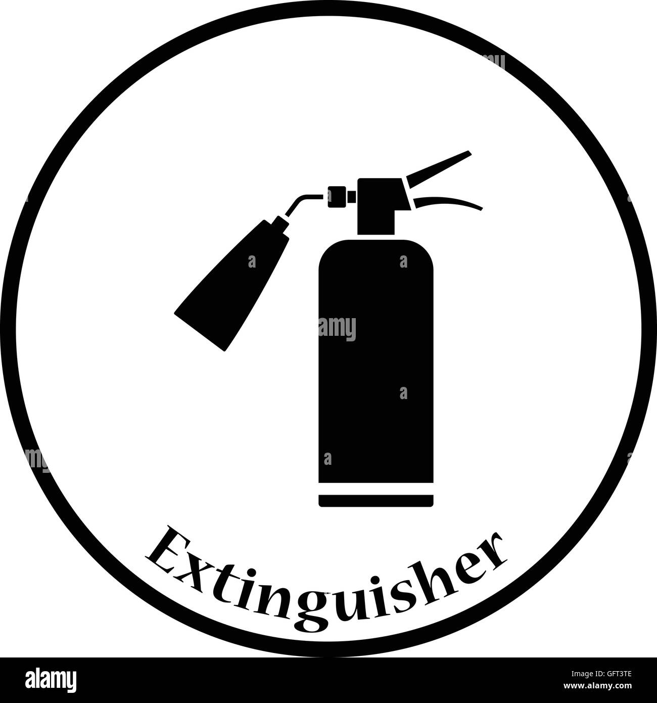Foam spray fire extinguisher sign Black and White Stock Photos & Images ...