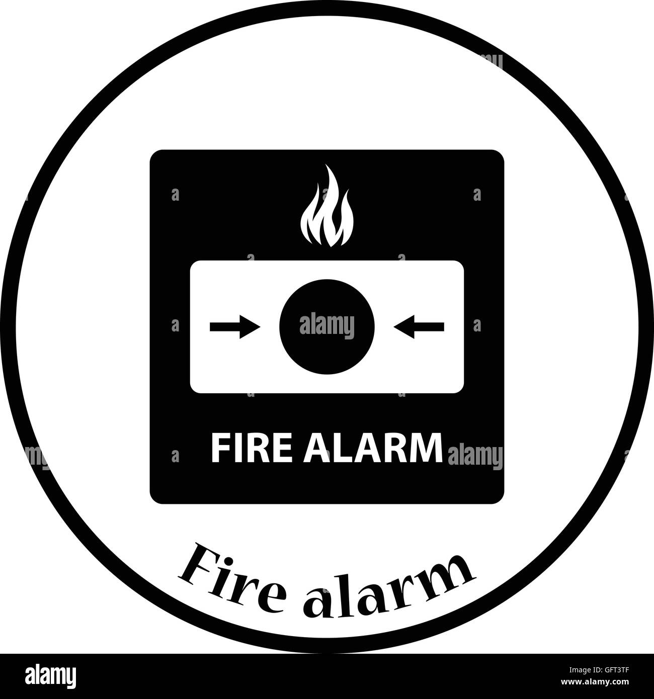 Fire alarm icon. Thin circle design. Vector illustration Stock Vector ...