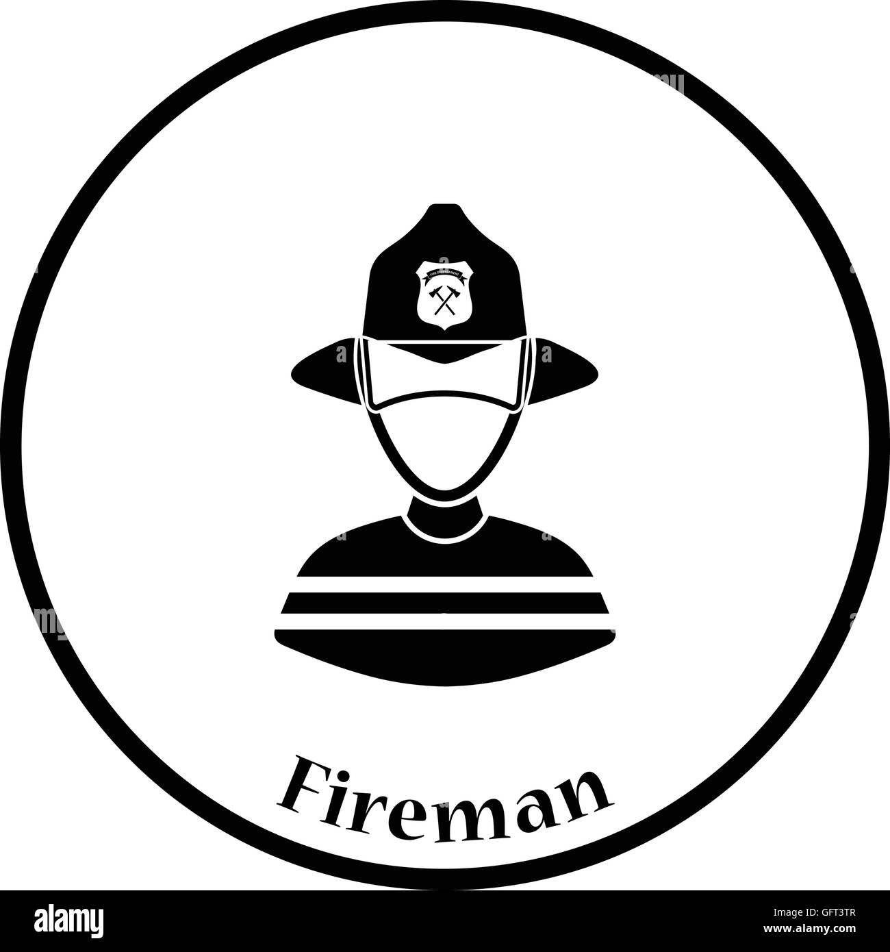 Fireman icon. Thin circle design. Vector illustration Stock Vector ...