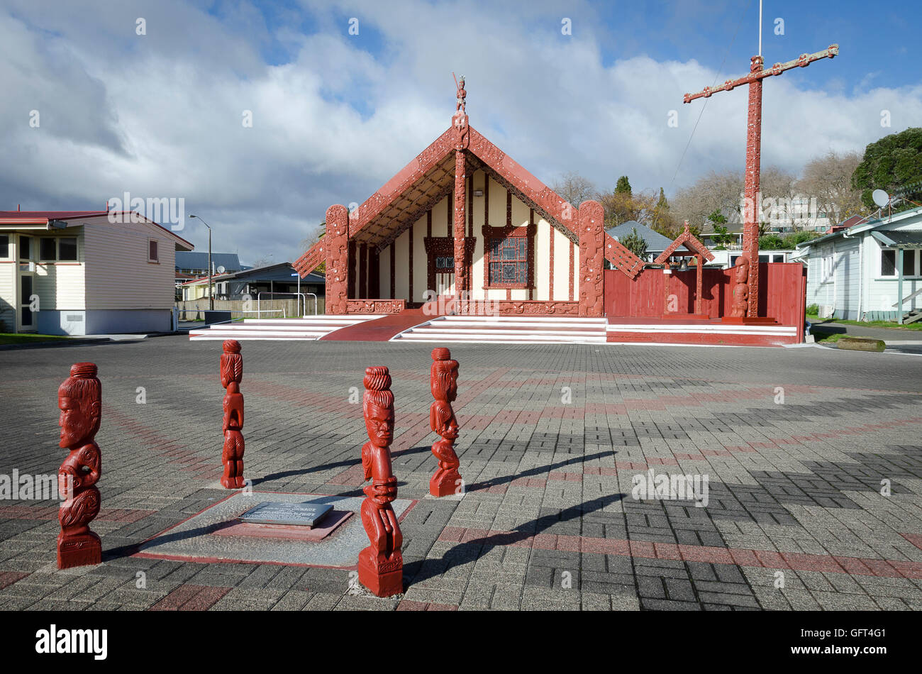 Maori meeting house, Te Papaiouru Marae, Ohinemutu, Rotorua, North ...