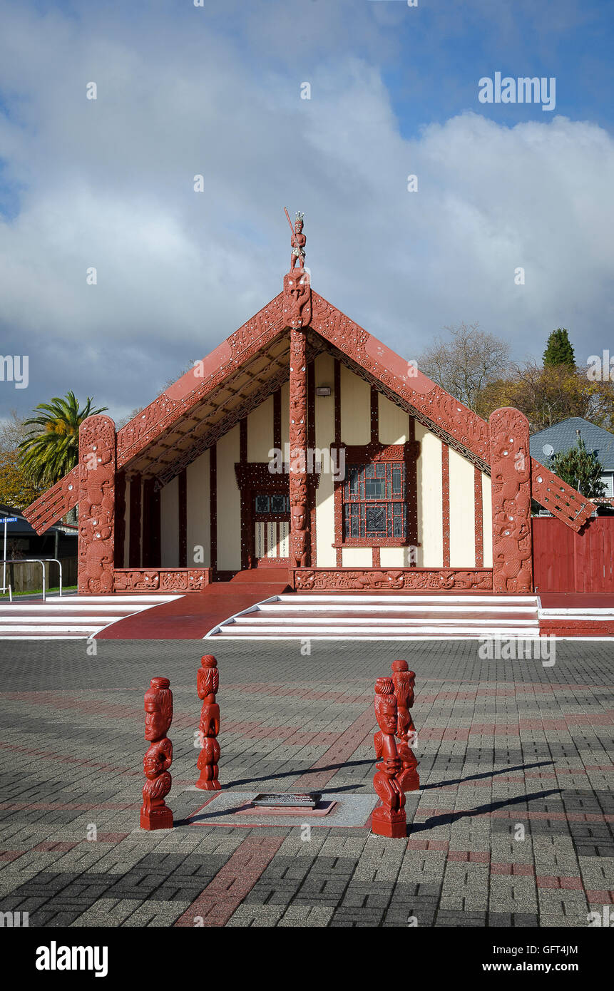 Maori meeting house, Te Papaiouru Marae, Ohinemutu, Rotorua, North ...