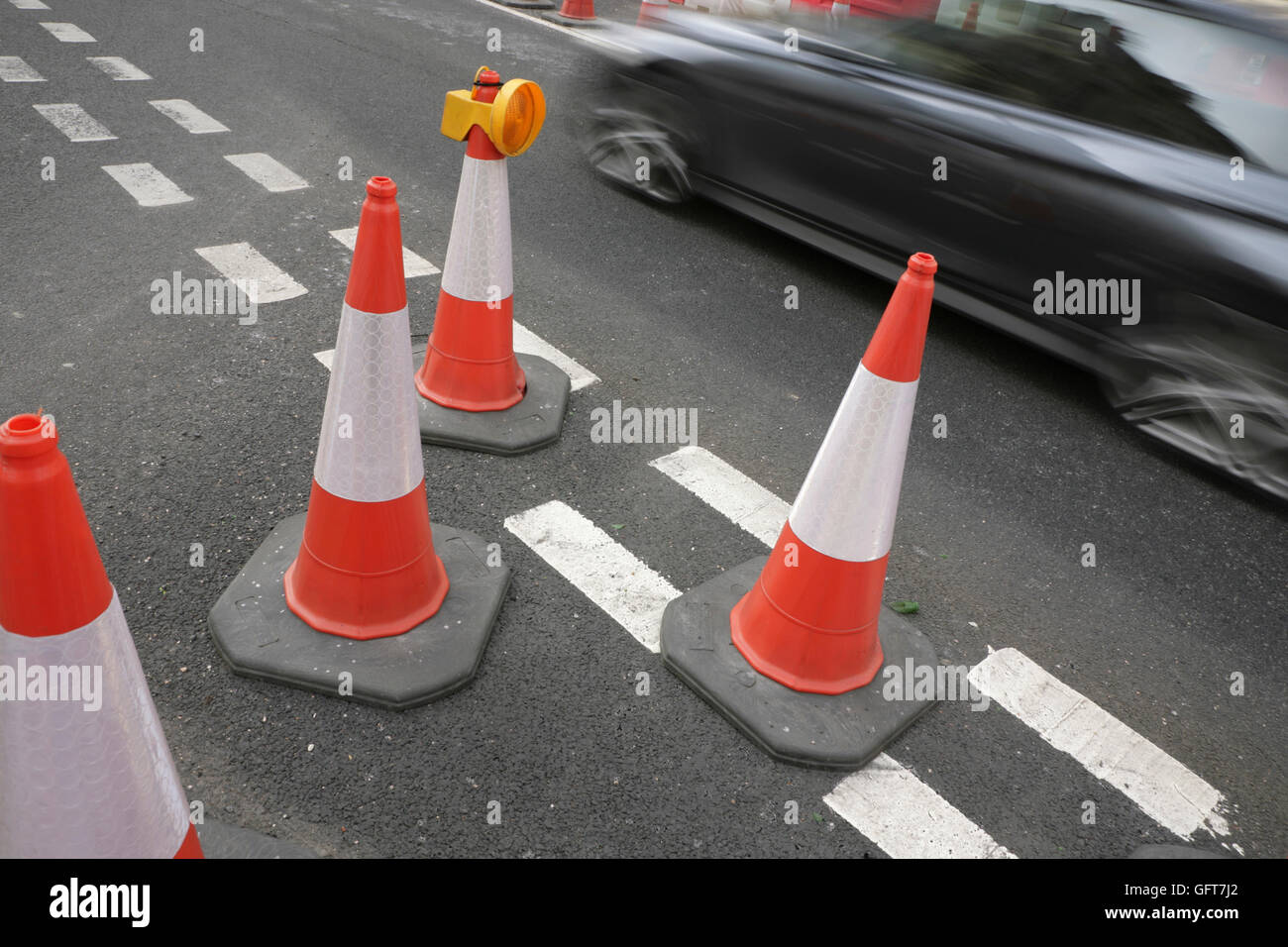 Road cones at section of roadworks Stock Photo - Alamy