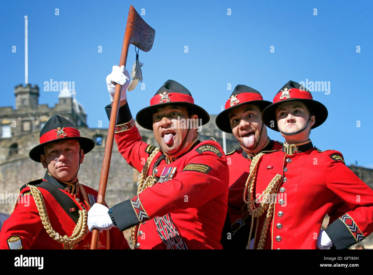 Members of the New Zealand Army band perform the Haka during the launch ...