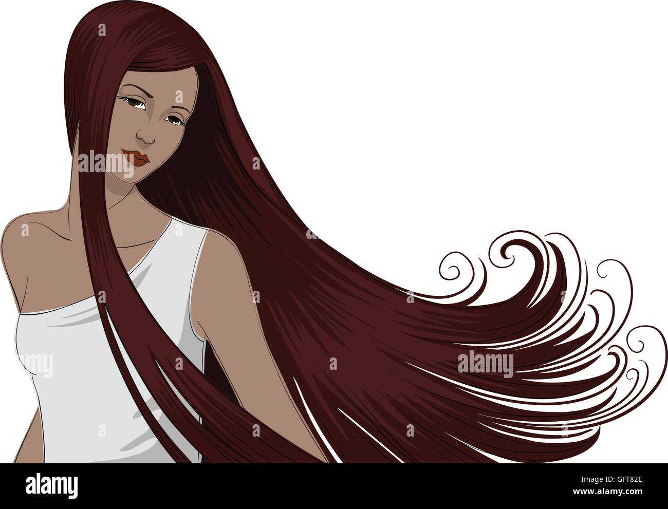 Long Hair Beauty Flowing Stock Vector Images Alamy