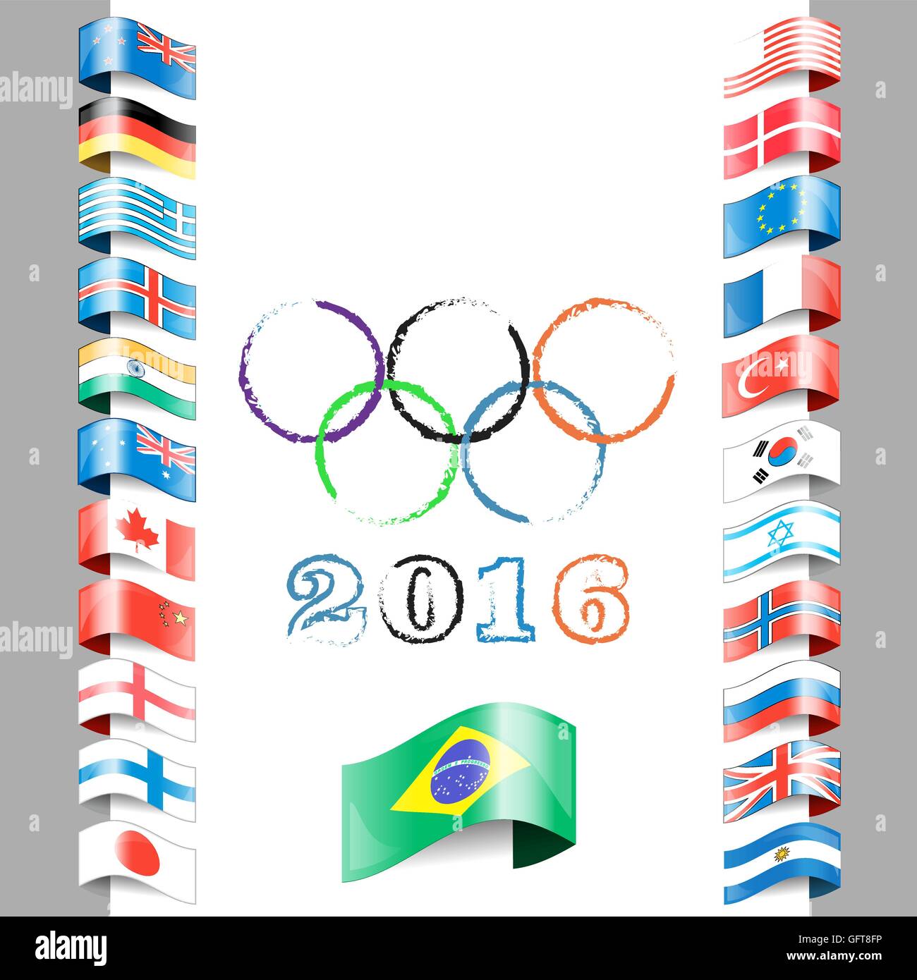olympic flags rings rio Stock Vector Image & Art - Alamy