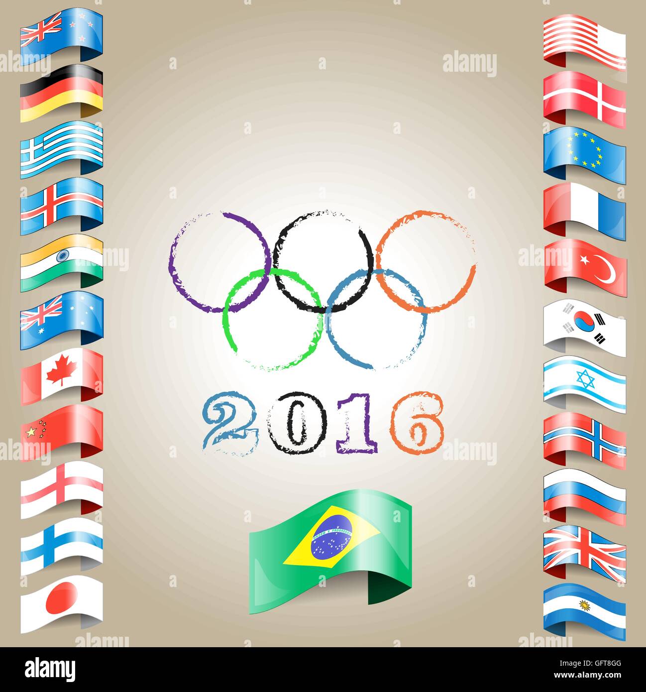 olympic flags rings rio Stock Vector Image & Art - Alamy