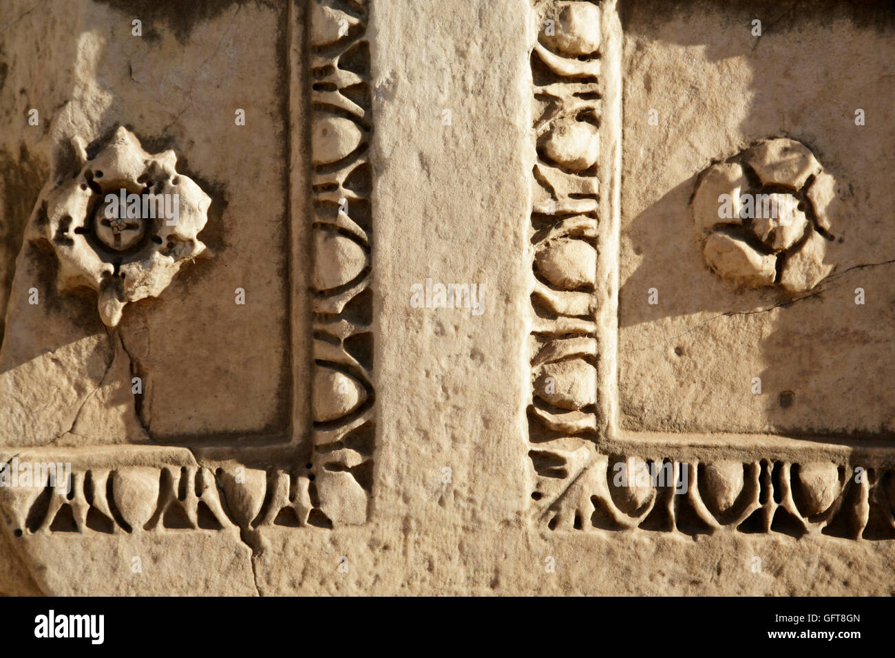Ornately designed panels carved into stone tablet Stock Photo - Alamy