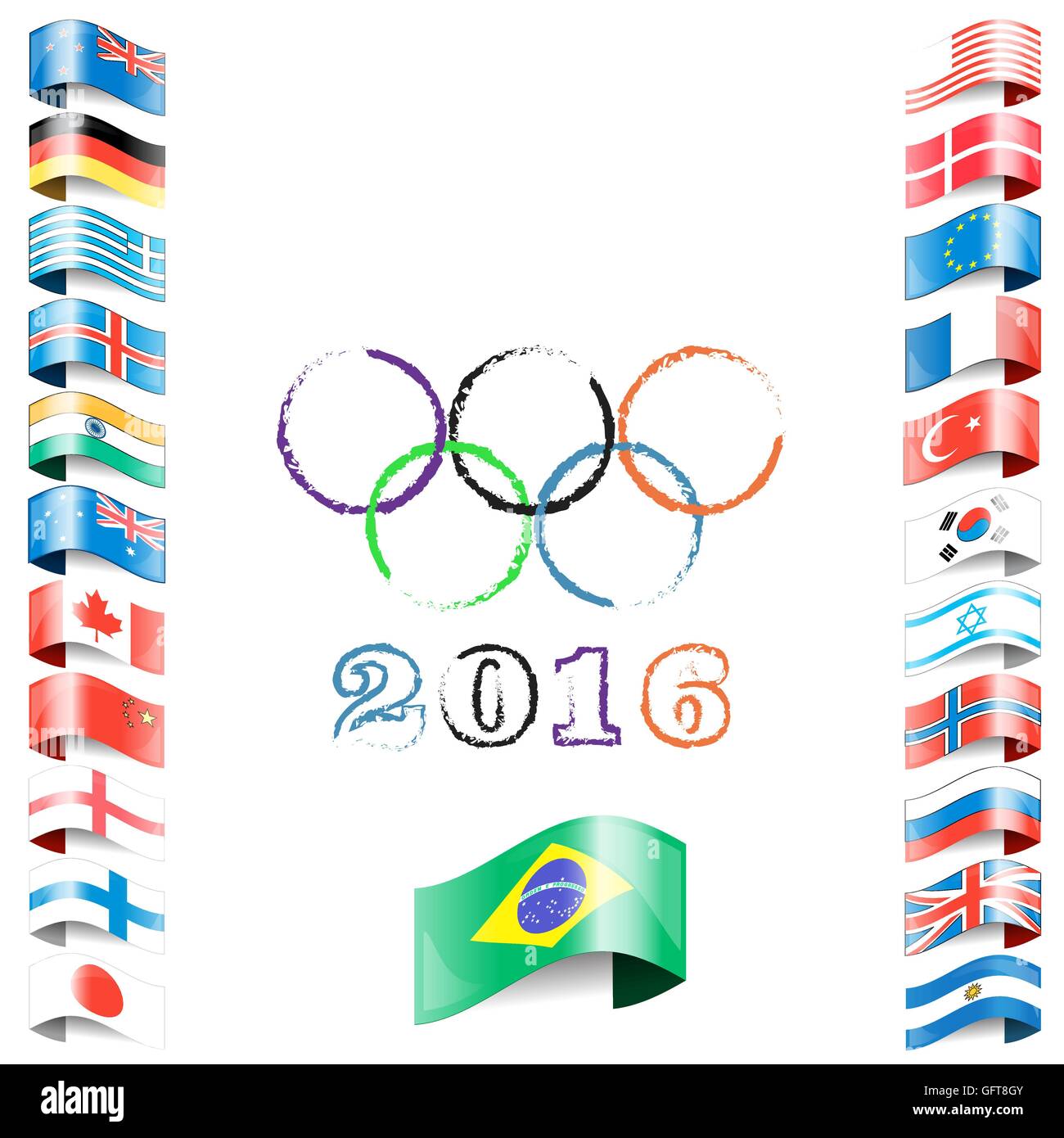 olympic flags rings rio Stock Vector Image & Art - Alamy