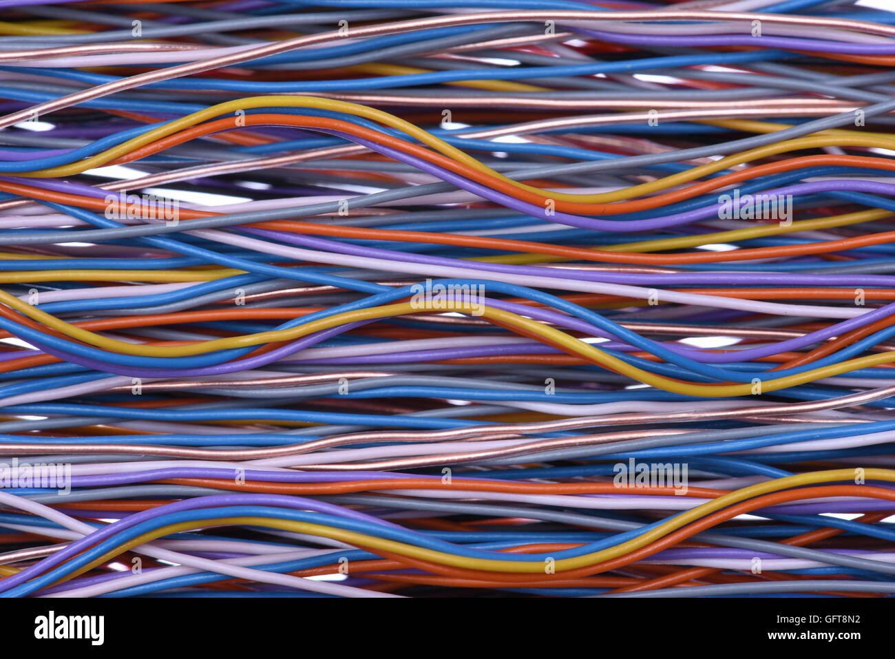 Colored telecommunication cables and wires Stock Photo - Alamy