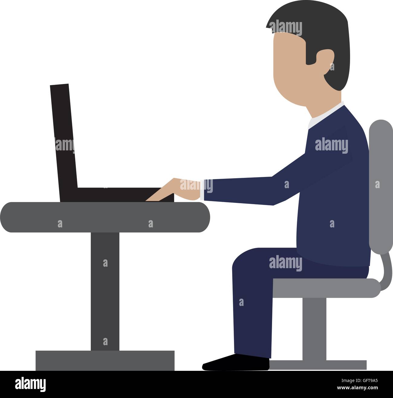businessman sitting on desk icon Stock Vector Image & Art - Alamy