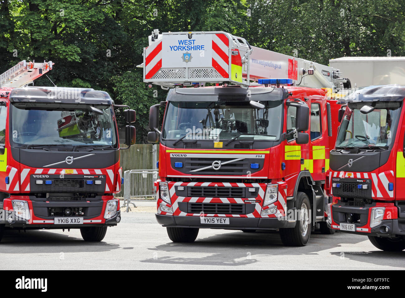 West Yorkshire Fire and Rescue Volvo Fire Engines Stock Photo - Alamy