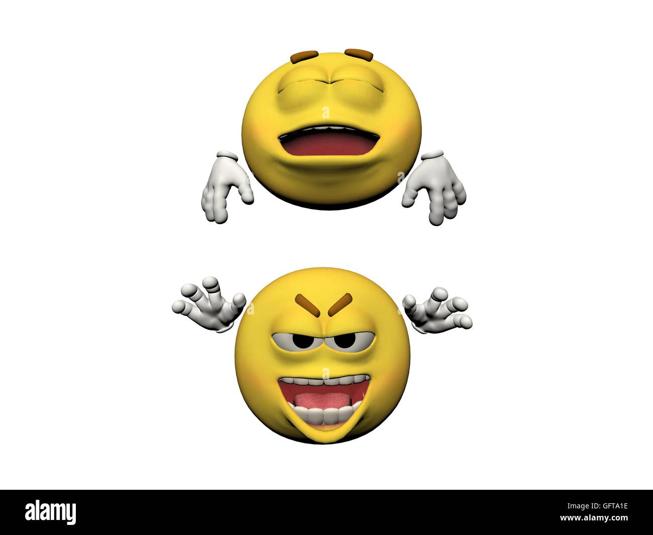 tired and angry emoticon isolated in white background Stock Photo - Alamy