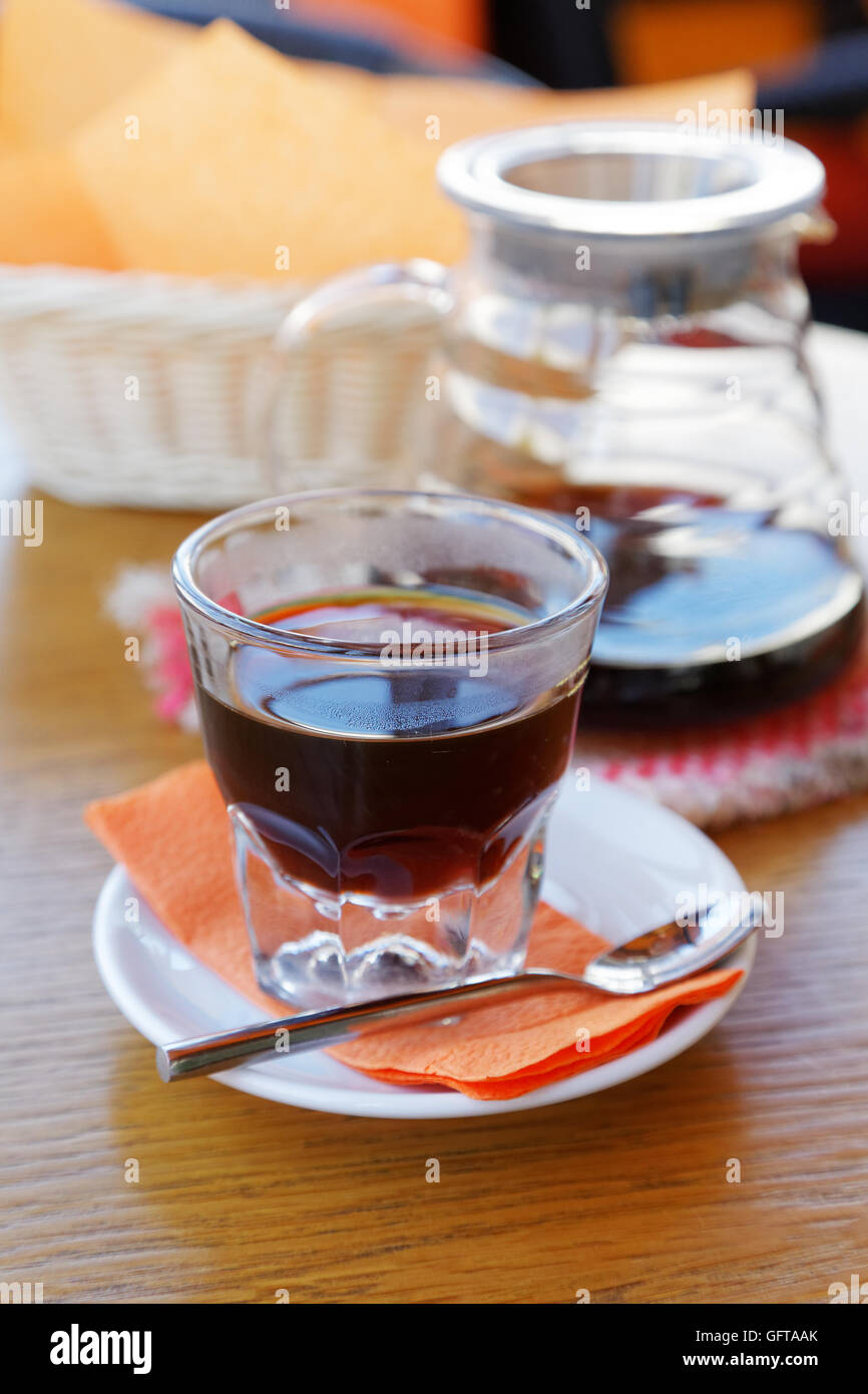 cup of coffee on the table in the cafeteria Stock Photo - Alamy