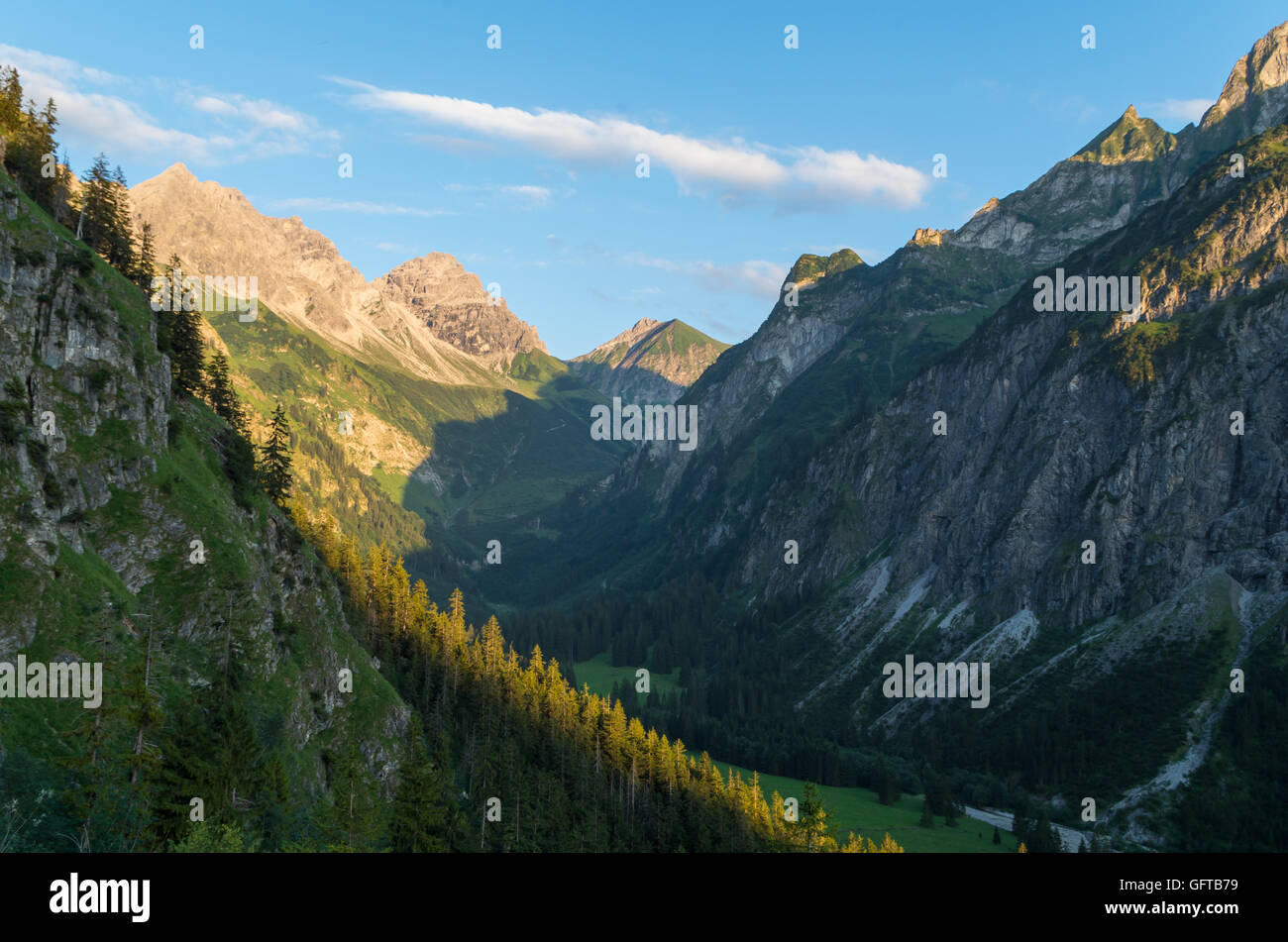 Evening mountain landscape in the Allgau Alps near Oberstdorf ...