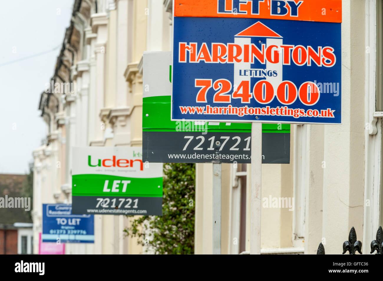To Let agents' boards outside housing blocks in Brighton Stock Photo ...
