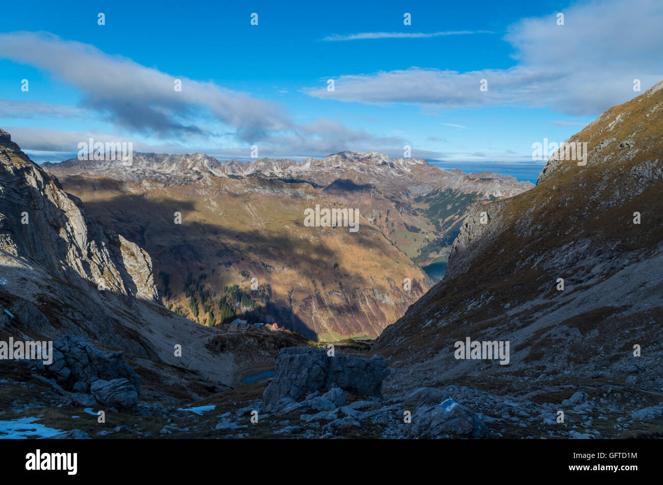 Beautiful panorama from mountain Hochvogel in Allgau alps near ...