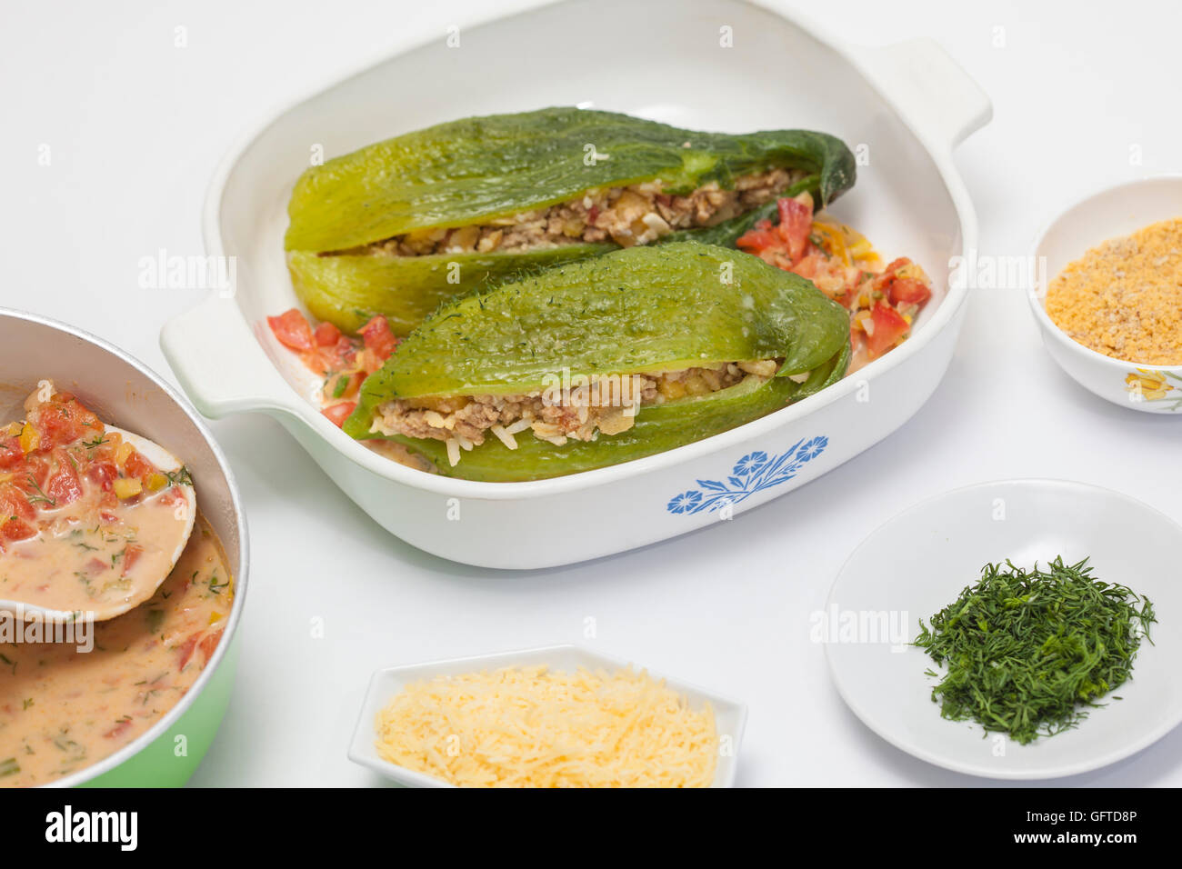 Preparation of Stuffing Cucumbers Stock Photo - Alamy