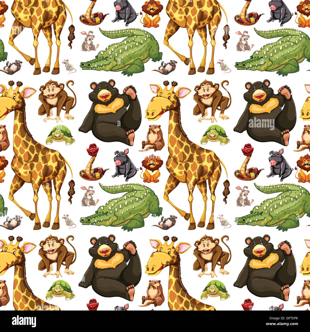 Seamless background with wild animals illustration Stock Vector Image ...