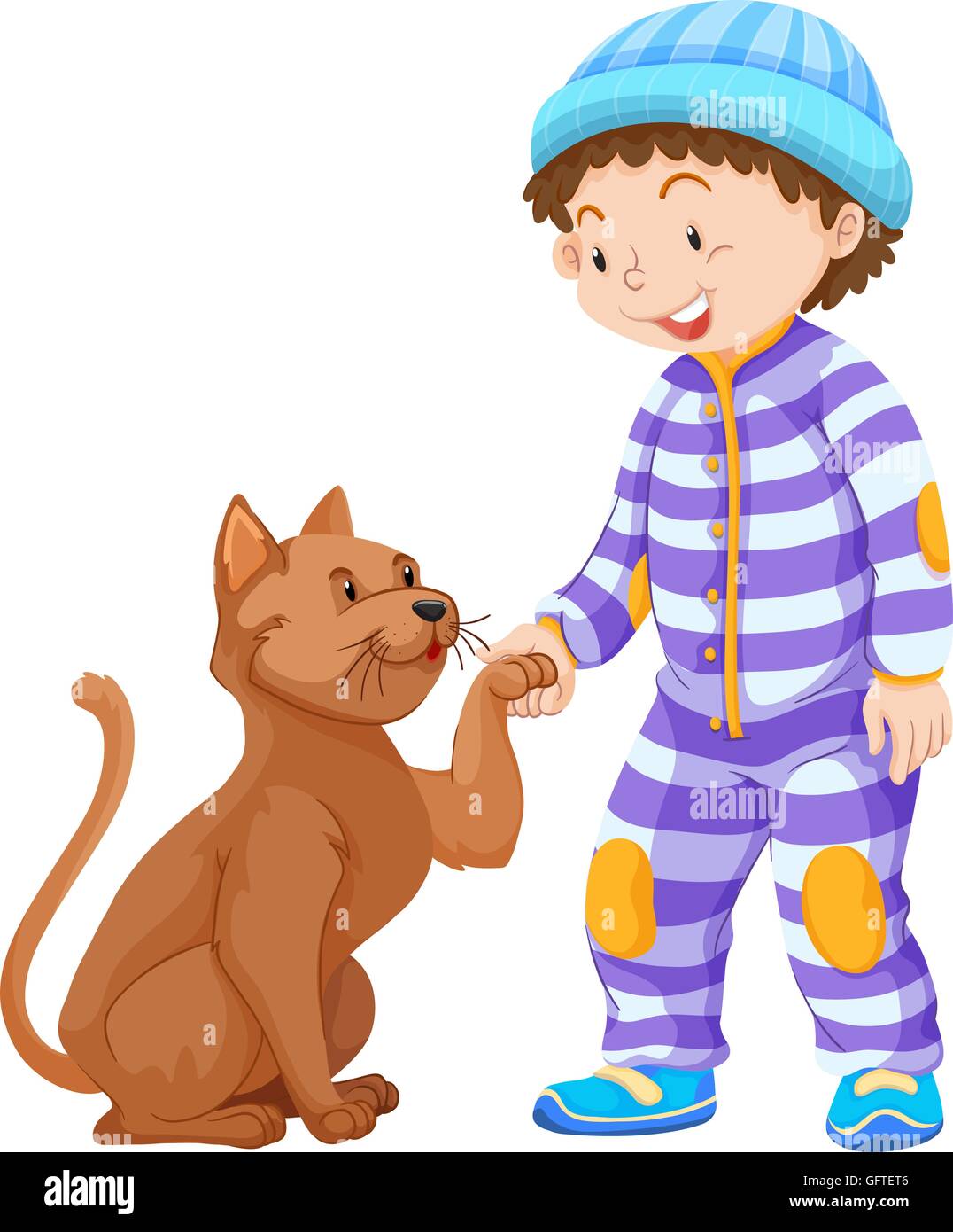 Young boy pet cat Stock Vector Images - Alamy