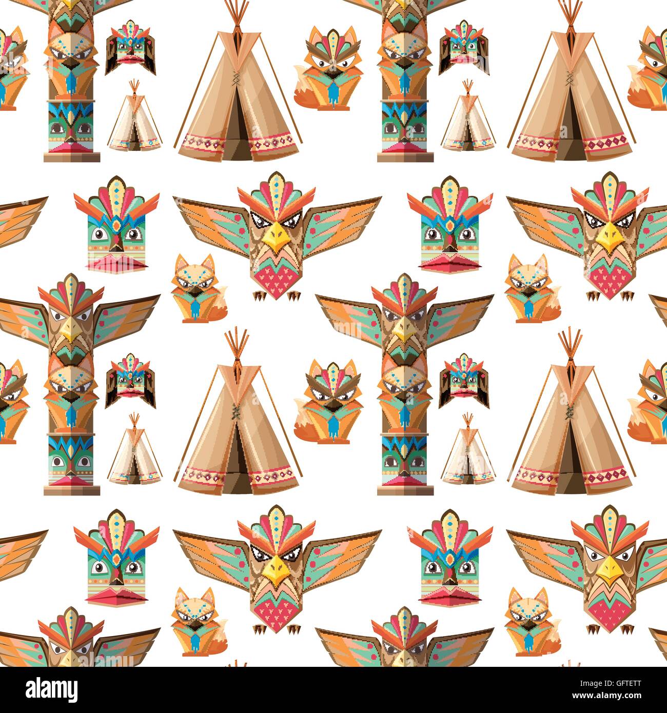 Seamless background with totem poles illustration Stock Vector Image ...