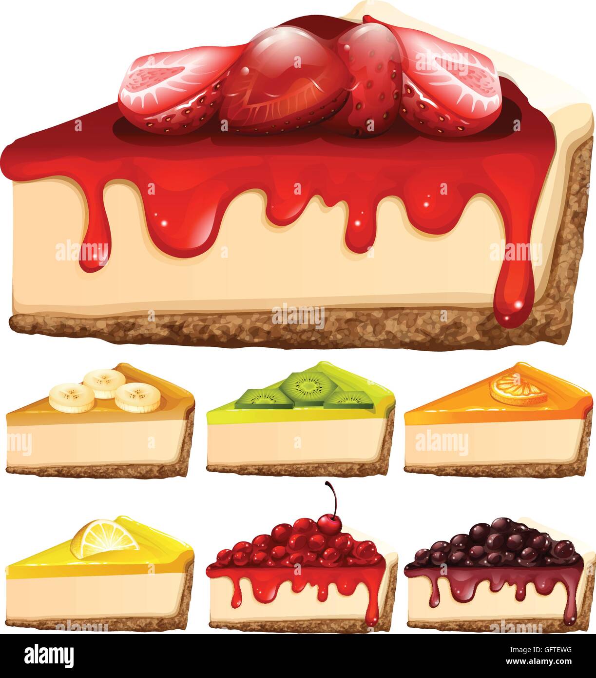 Cheesecake with different toppings illustration Stock Vector Image ...