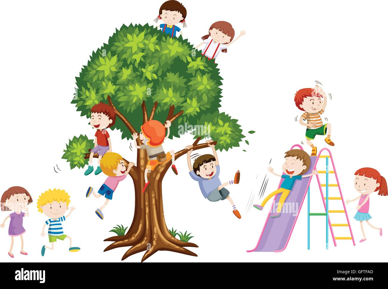 Children climbing slide Stock Vector Images - Alamy