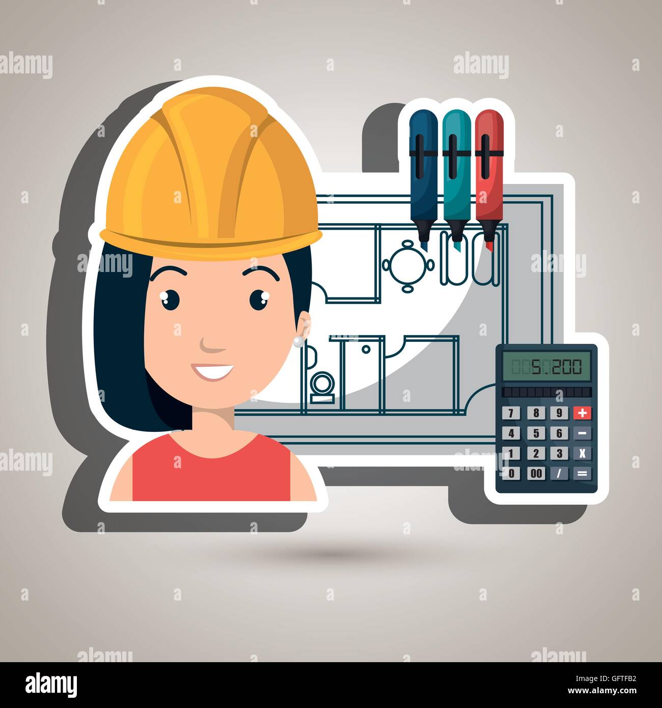 woman architecture calculator plans Stock Vector Image & Art - Alamy