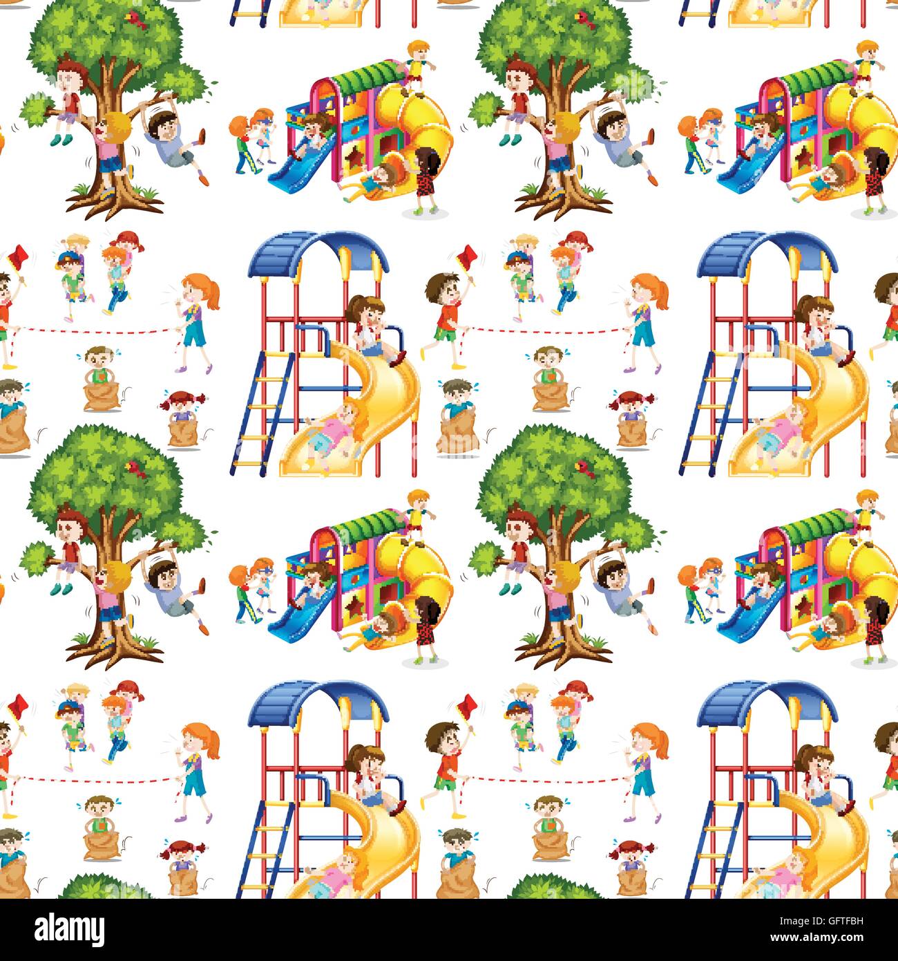 Seamless background with children in the playground illustration Stock ...