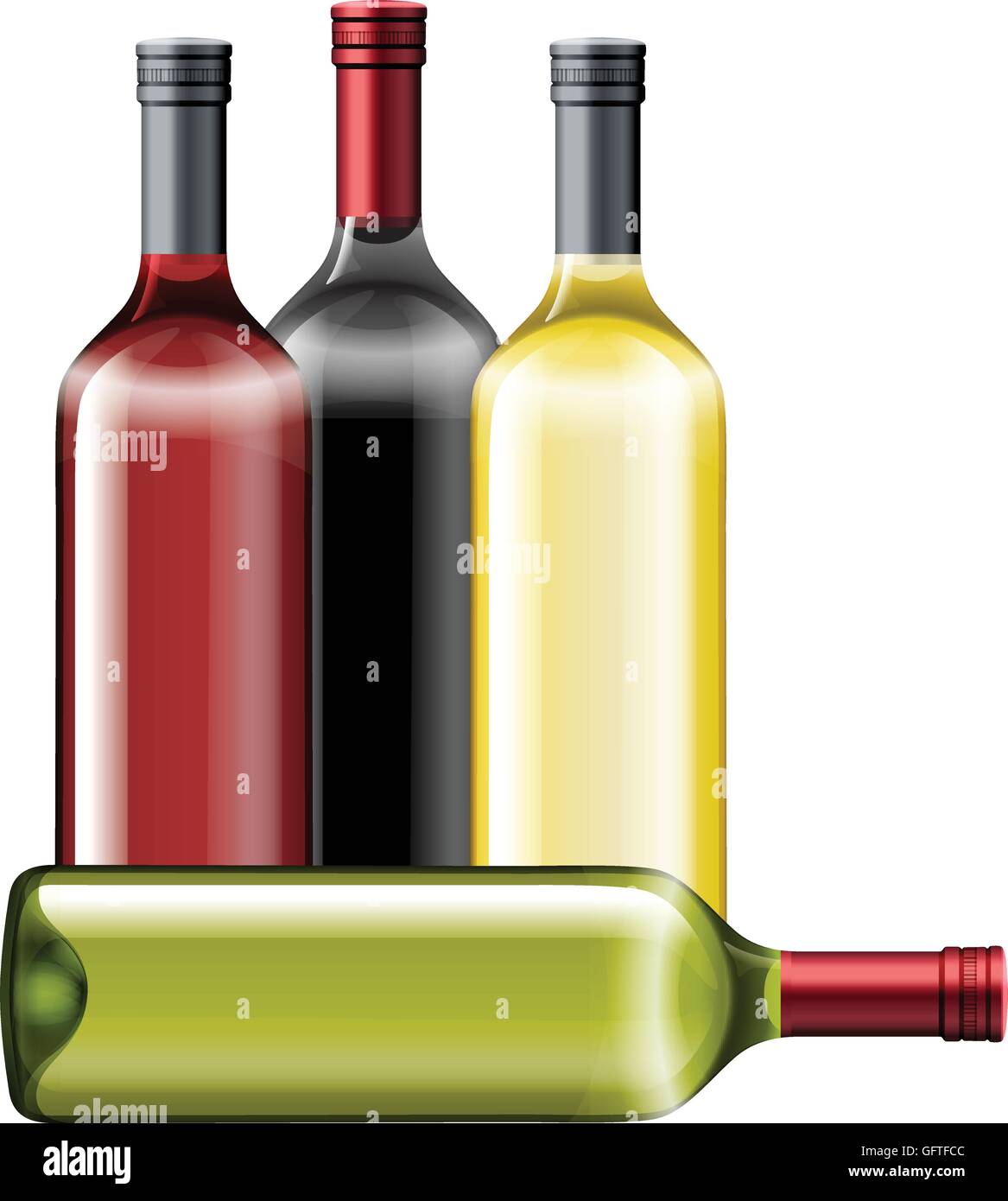 Four Red Wine Bottles Stock Vector Images Alamy
