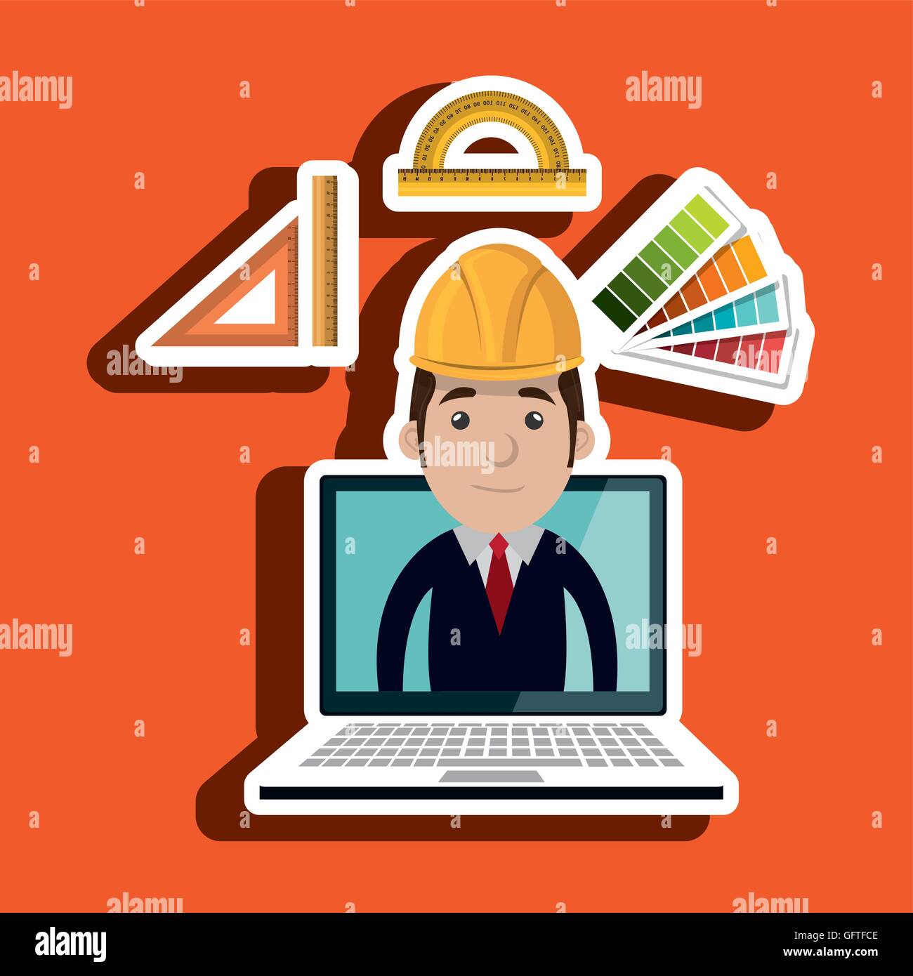 man laptop helmet tools Stock Vector Image & Art - Alamy