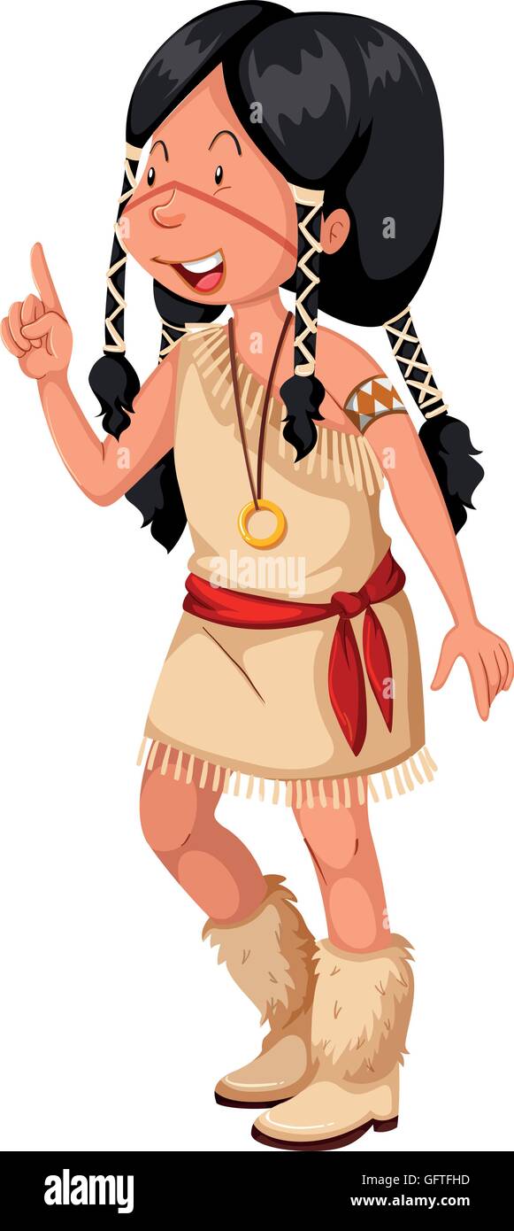 Native American Indian in traditional costume illustration Stock Vector ...