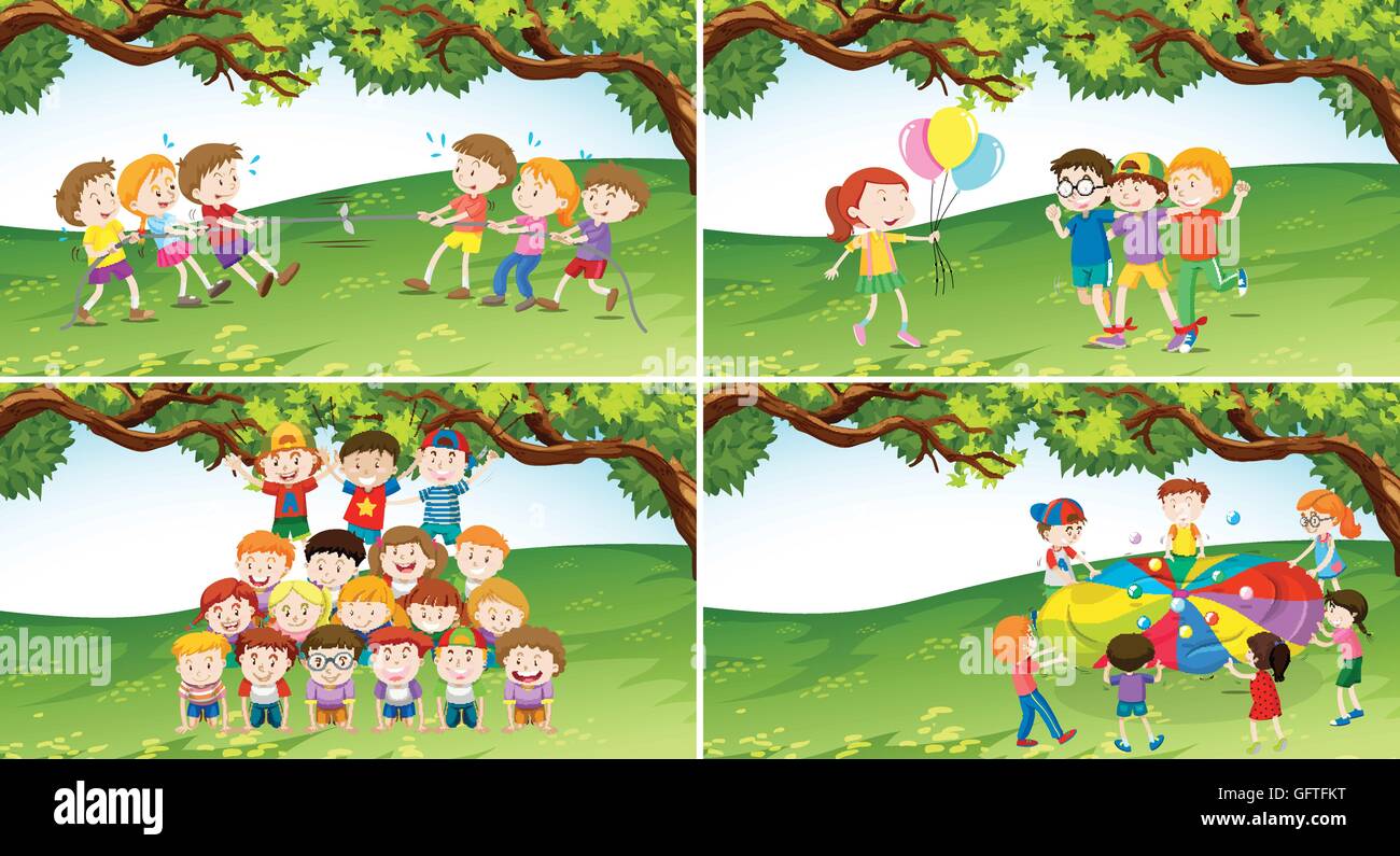 Children playing game in the park illustration Stock Vector Image & Art ...