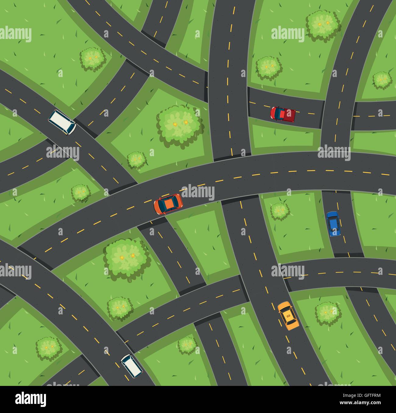 Aerial view of cars on roads illustration Stock Vector Image & Art - Alamy