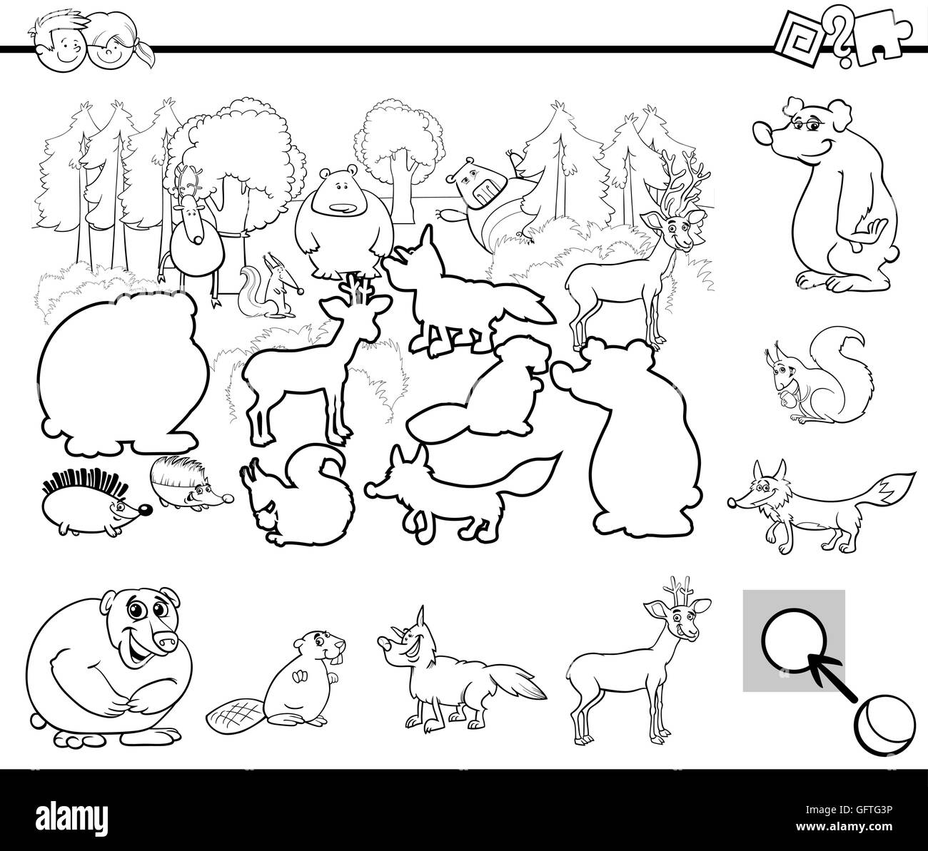 Black and White Cartoon Illustration of Educational Activity for ...