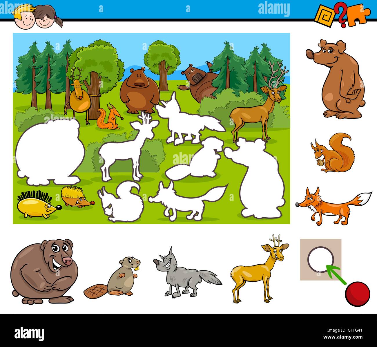 Cartoon Illustration of Educational Activity for Preschool Children ...