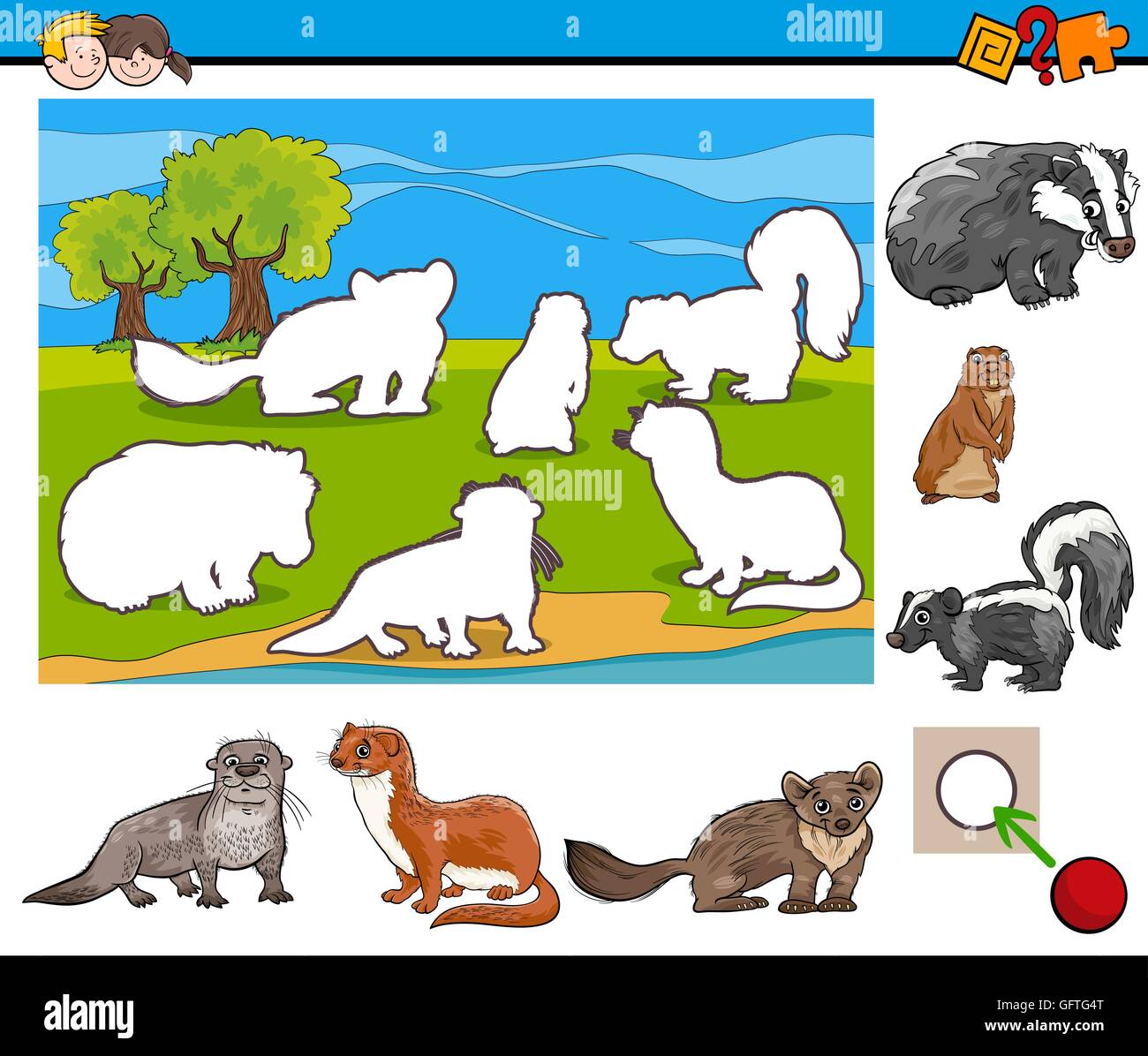 Cartoon Illustration of Educational Activity for Preschool Children ...