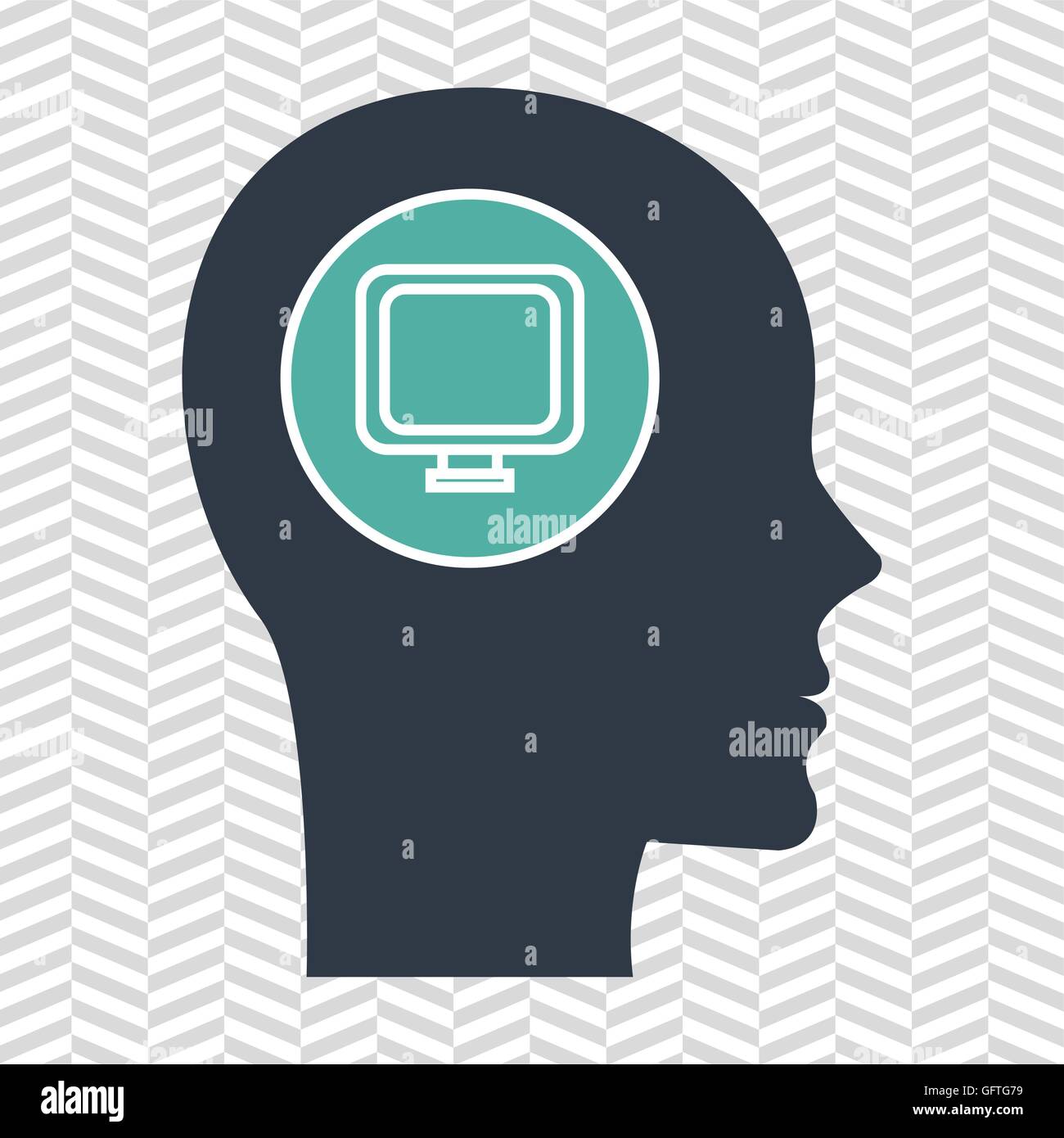 silhouette head screen computer Stock Vector Image & Art - Alamy