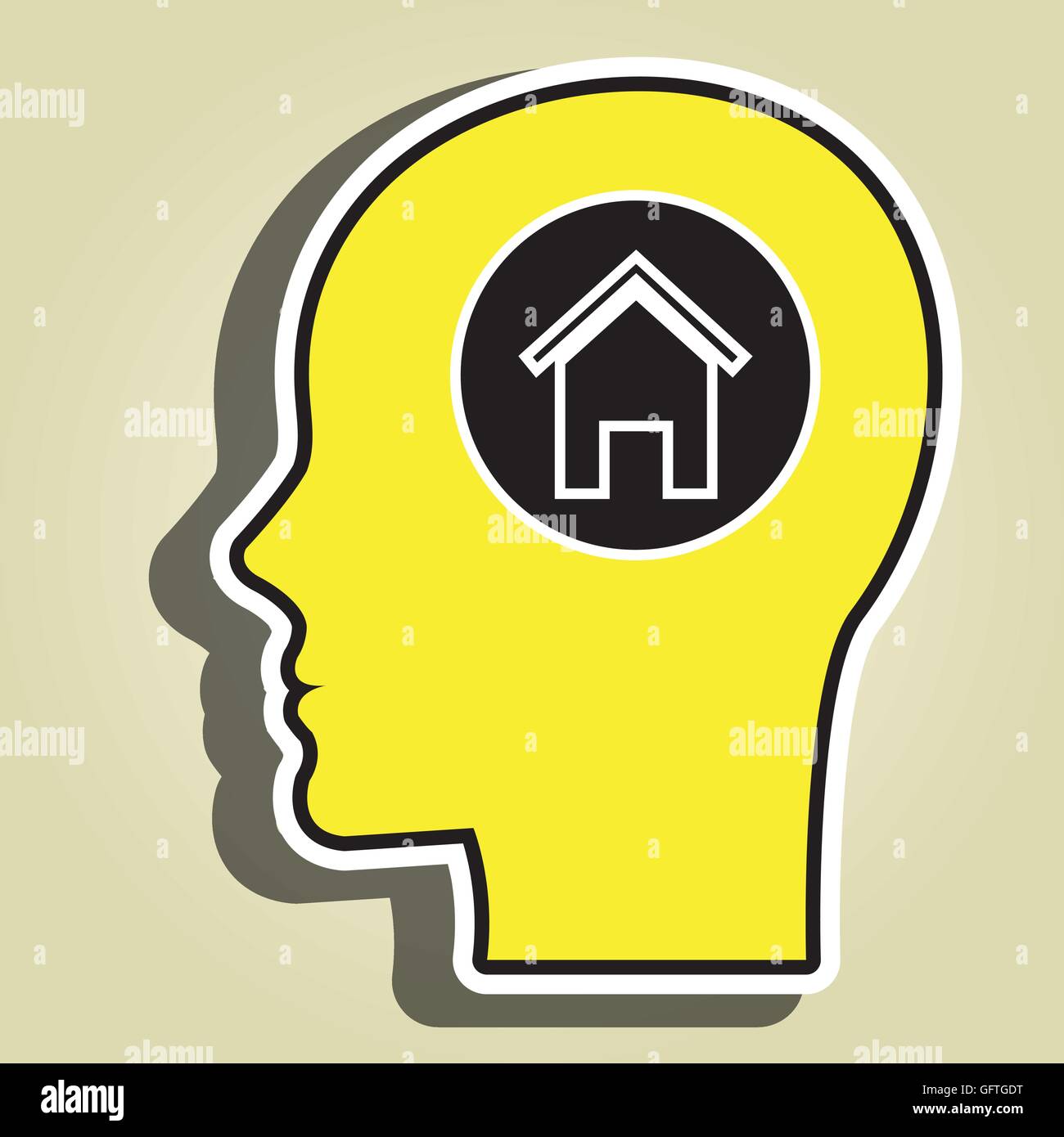 silhouette head house residential Stock Vector Image & Art - Alamy