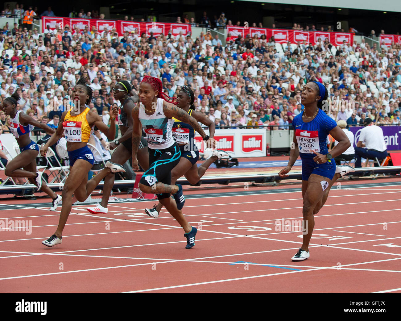 LONDON, ENGLAND - JULY 23: Marie-Josee Ta Lou (Yellow Top) winning the ...
