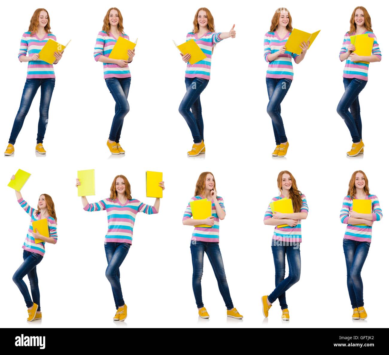 Young student with books isolated on white Stock Photo - Alamy