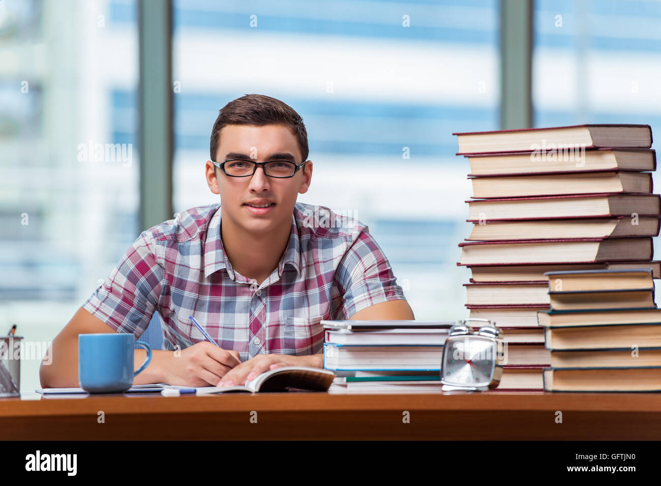 Young student preparing for college exams Stock Photo - Alamy