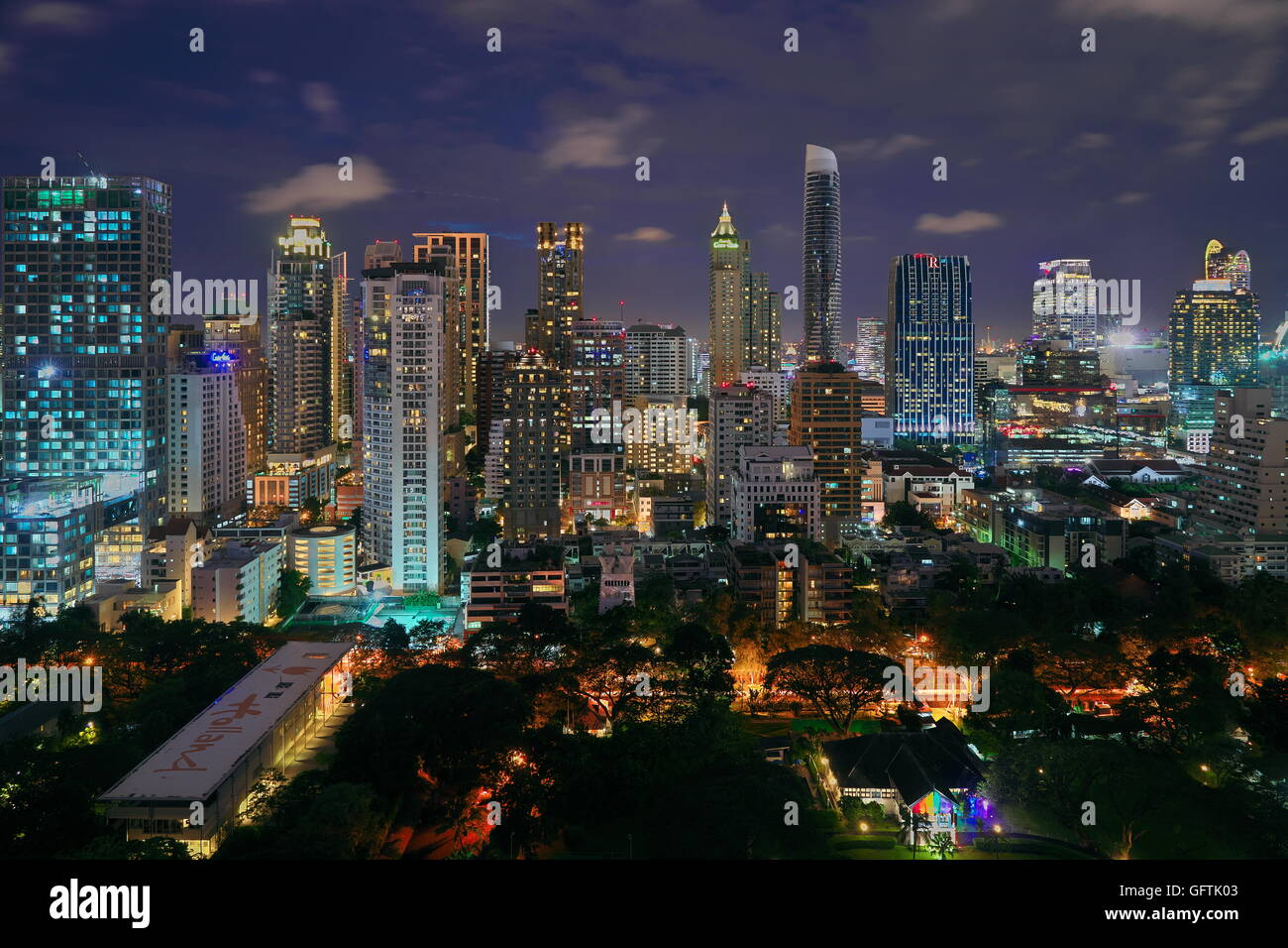 Night view of Siam Square from Chitlom, Bangkok Stock Photo - Alamy