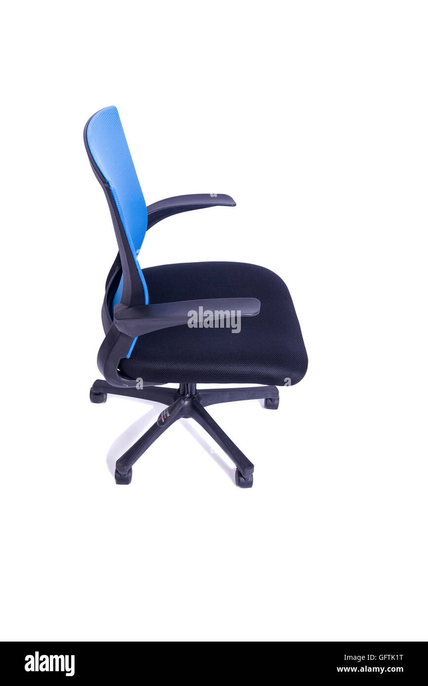 Blue office chair isolated on the white background Stock Photo - Alamy