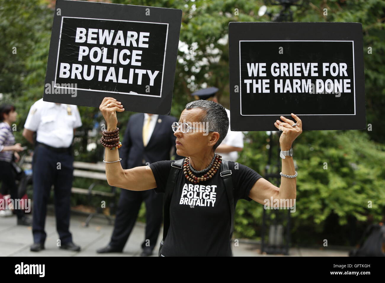 New York City, United States. 01st Aug, 2016. Holding up anti-police ...