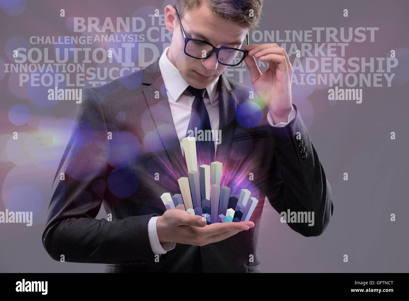 Businessman working with graph in business concept Stock Photo - Alamy